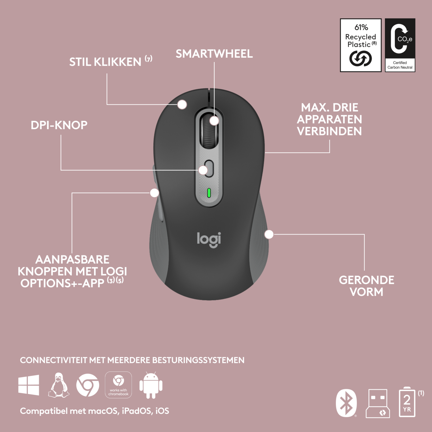LOGITECH MK950 Signature Slim Draadloos Toetsenbord-en-muis-set Grijs ...