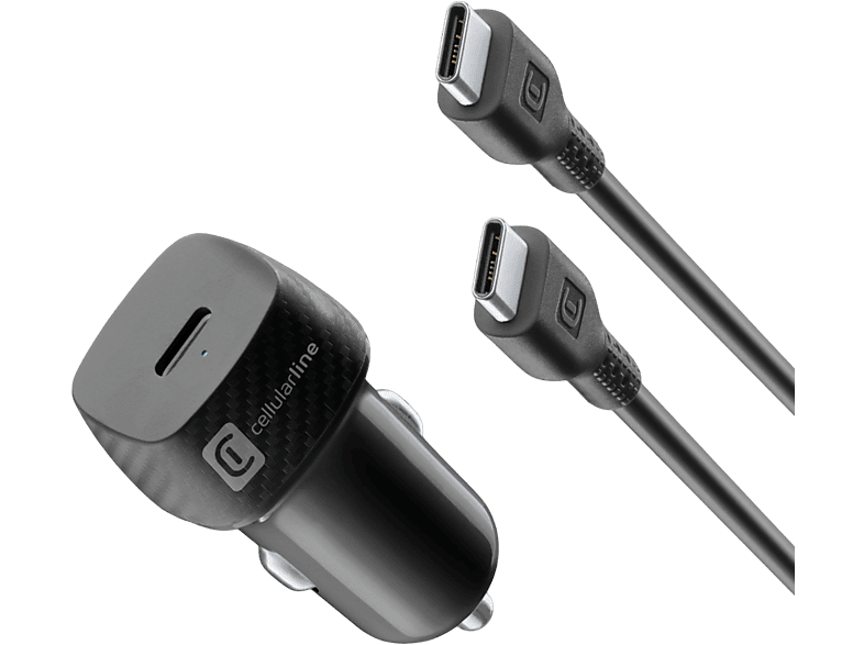 CELLULARLINE Autolader kit, 25W usb-c naar usb-c, super fast charge ...