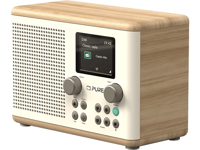 PURE DIGITAL Classic H4 | Digitalradio (DAB+, FM, Baumwolle Weiss/Eiche ...