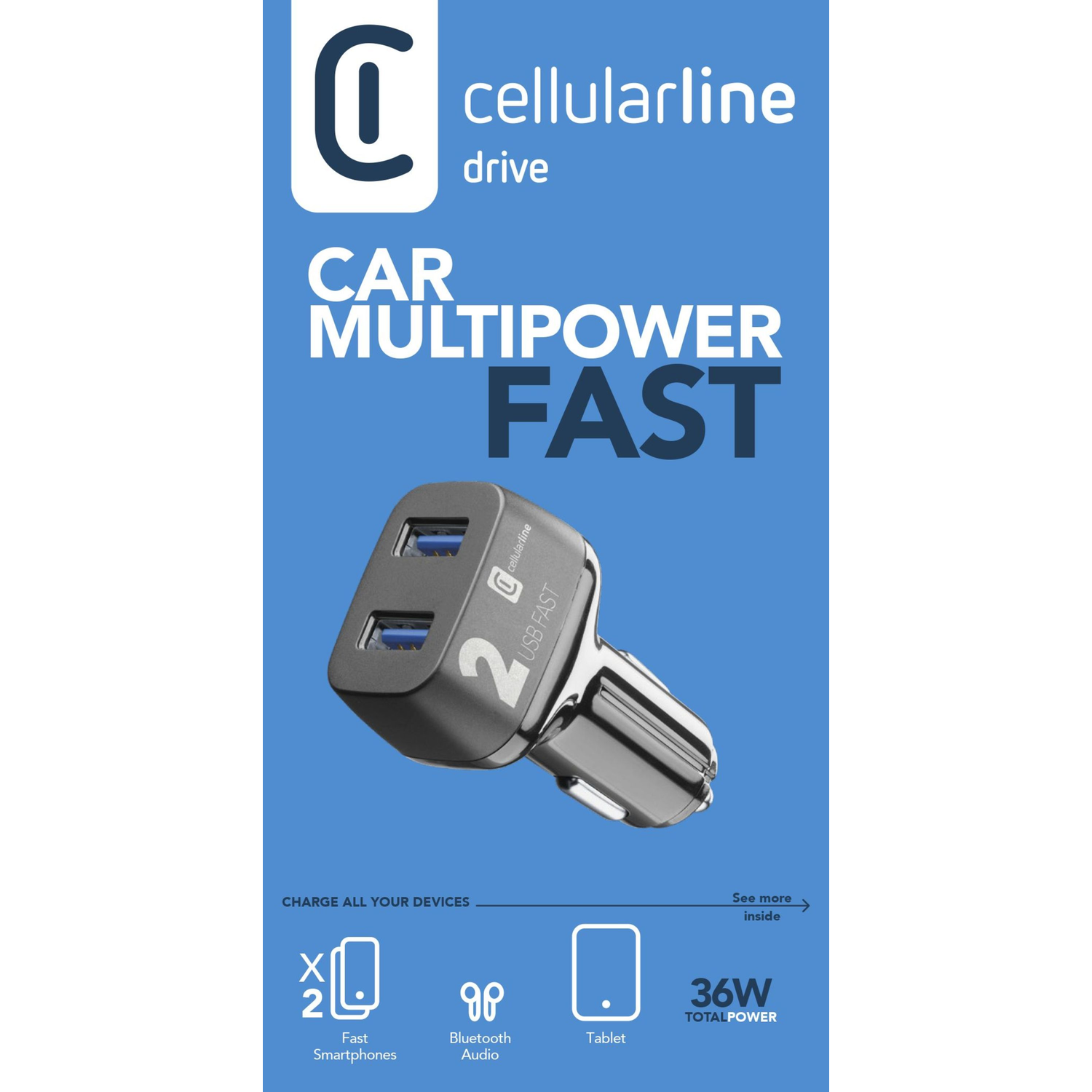 CELLULAR-LINE Car Charger Multipower 2 Pro 18W QC Zwart kopen? | MediaMarkt
