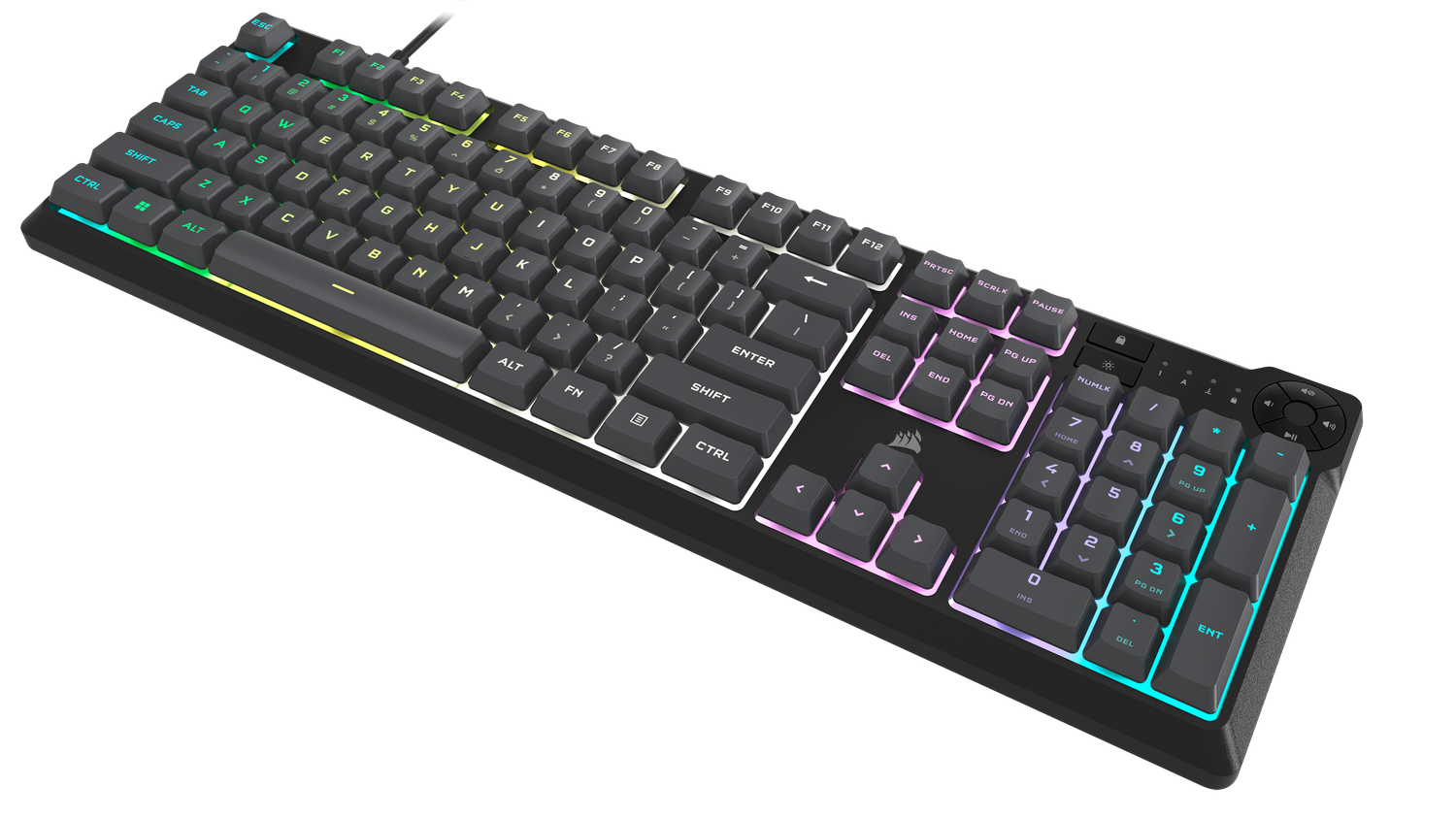 Teclado gaming | Corsair K55 Core, Con cable, Iluminación LED RGB, 4 ...