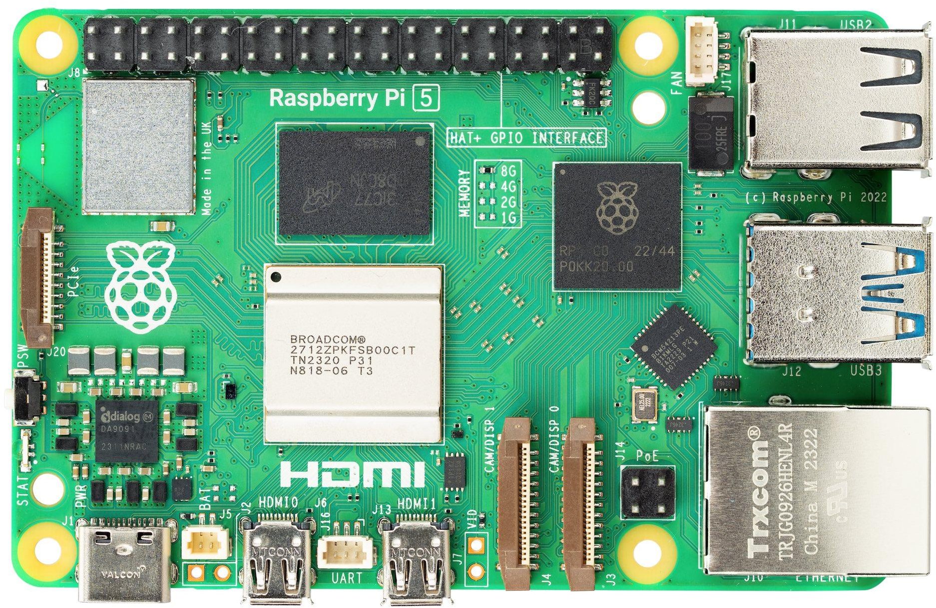 RASPBERRY PI Pi 5 Model B Hauptplatine, ARM Cortex-A76, 4 GB RAM ...
