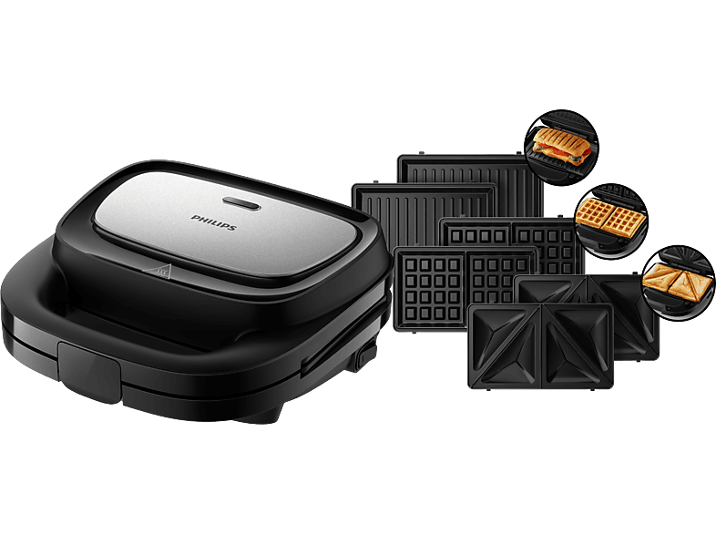 PHILIPS HD2350/80 Sandwichmaker, Schwarz, 750 Watt | MediaMarkt