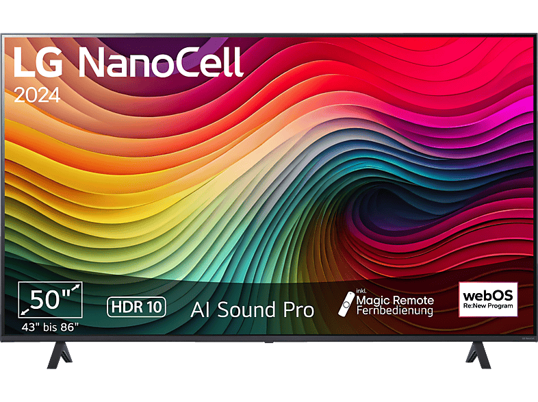 NanoCell TV LG 50NANO81T6A NanoCell TV (Flat, 50 Zoll / 127 cm, UHD 4K, SMART TV, webOS 24 mit ...