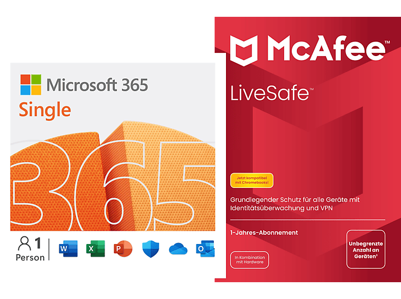 Microsoft 365 Single 1 Person / 1 Jahr + McAfee LiveSafe Attach für ...