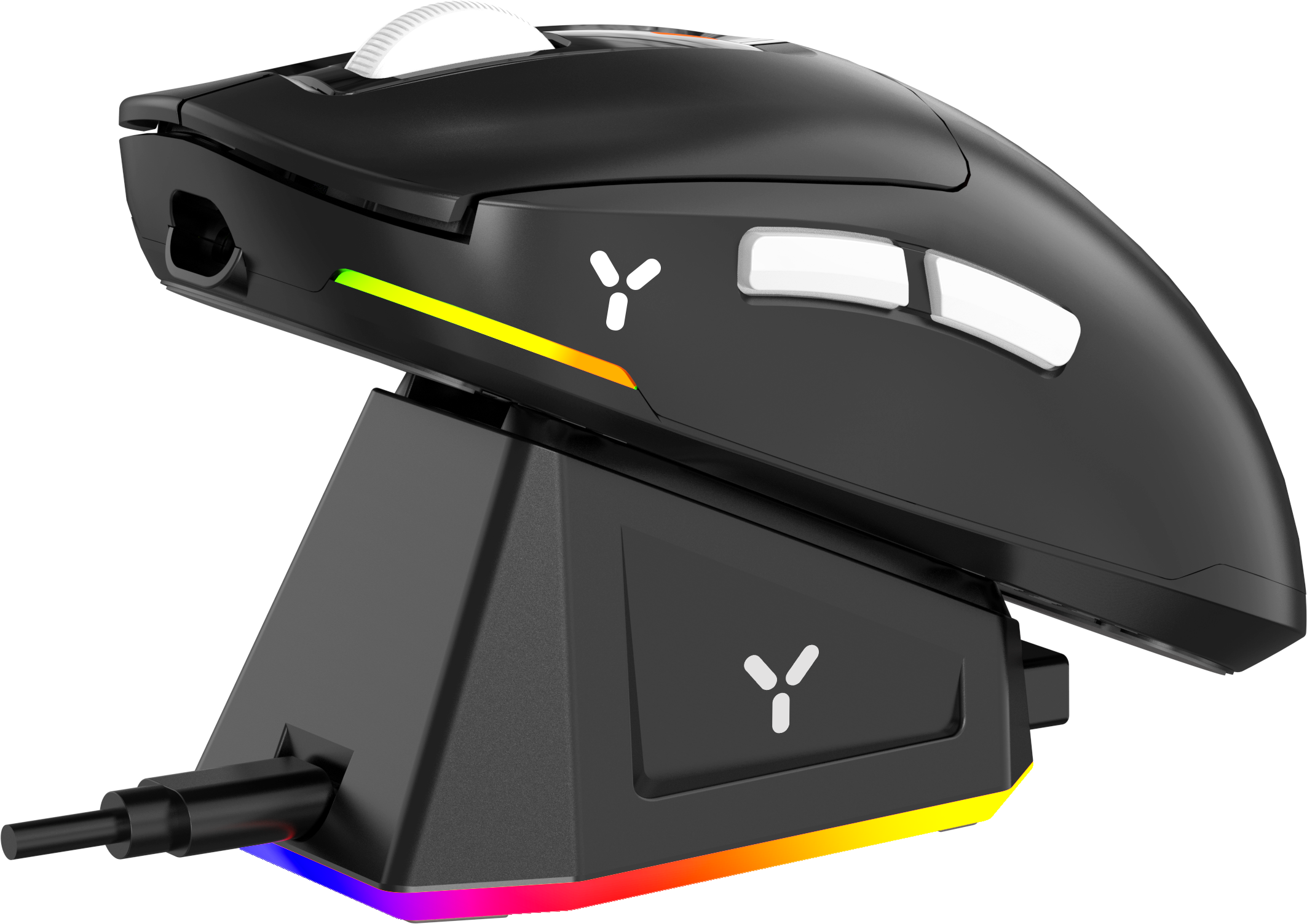 ISY IGM-6000-WT Gaming Maus mit Ladesation, 16.000 dpi, RGB-LED, Weiß ...
