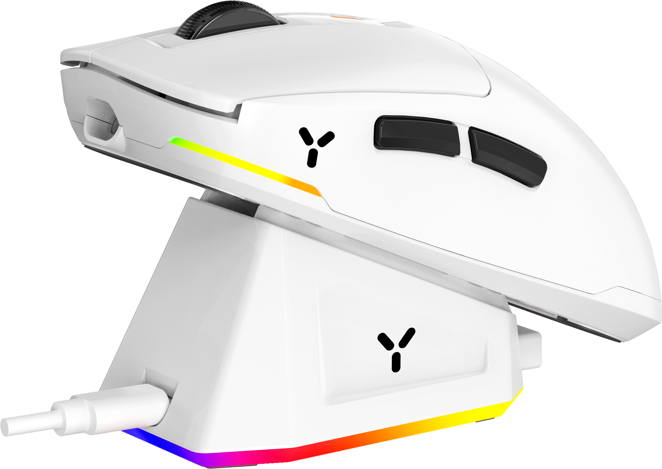 ISY IGM-6000-WT Gaming Maus mit Ladesation, 16.000 dpi, RGB-LED, Weiß ...