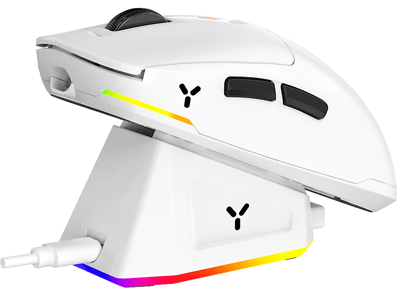 ISY IGM-6000-WT Gaming Maus mit Ladestation, 16.000 dpi, RGB-LED, Weiß ...