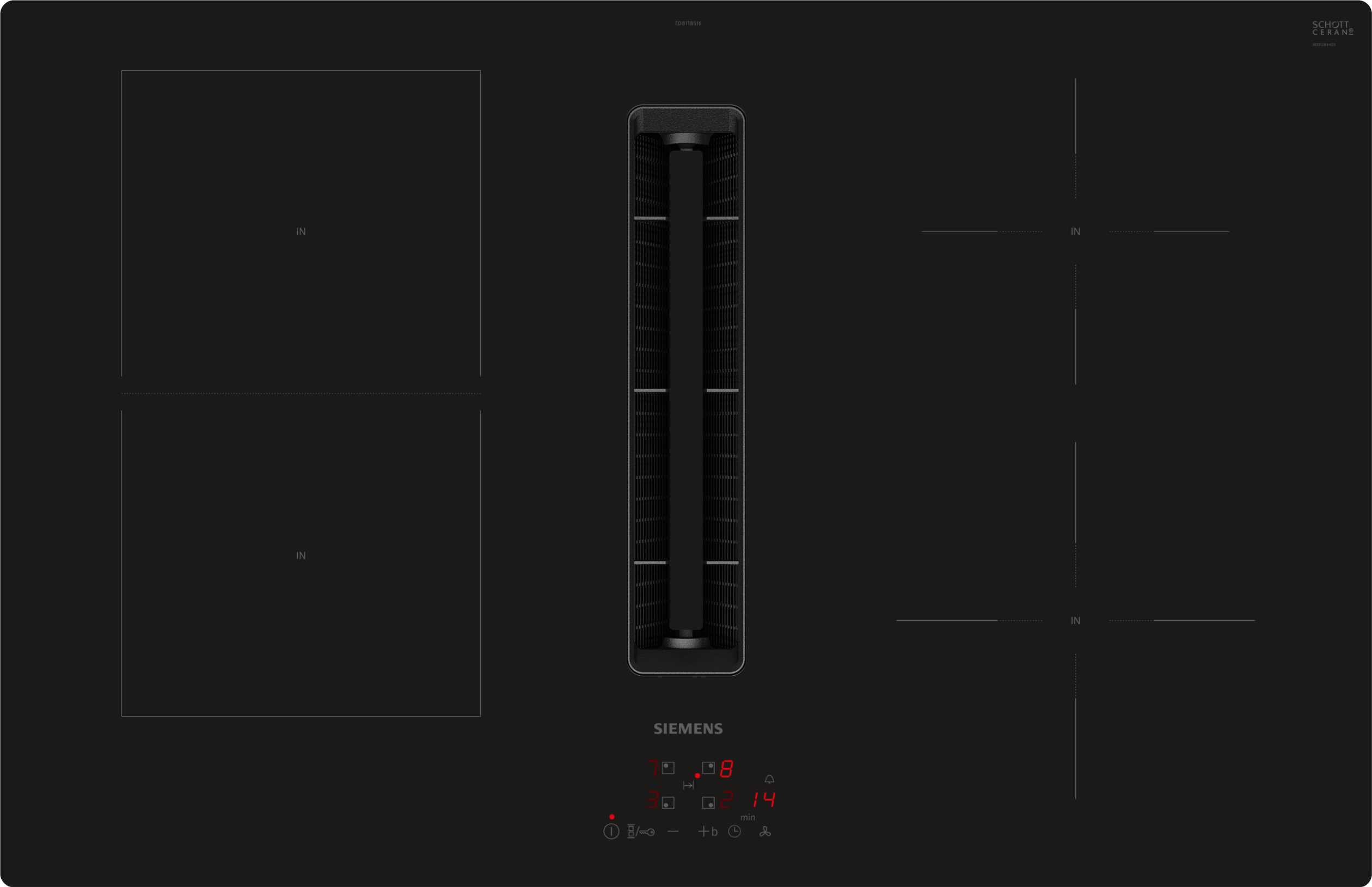 SIEMENS ED811BS16E Kochfeld mit Dunstabzug (800 mm breit, 522 mm tief ...