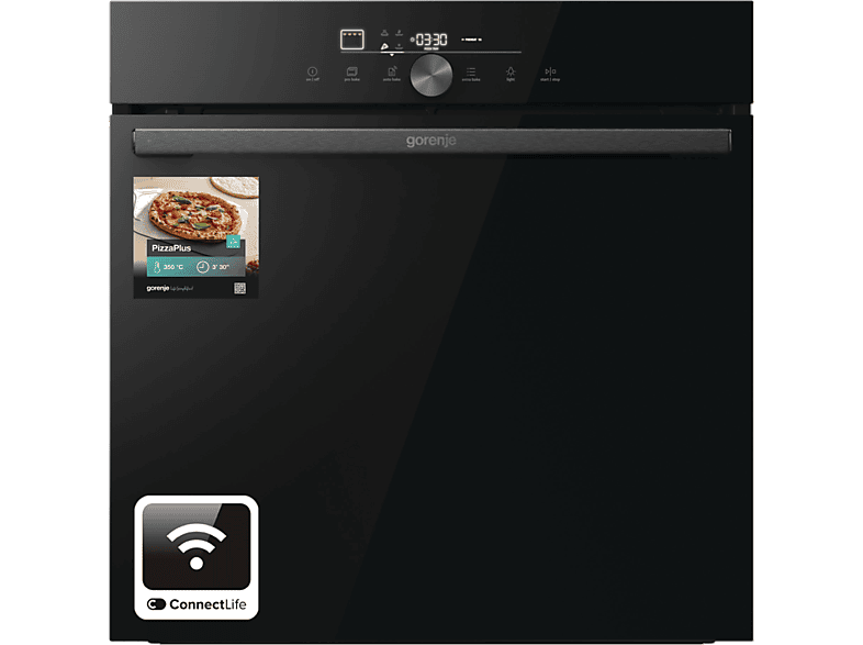 GORENJE GO66E PIZZA350C G600 Backofen mit Pyrolyse (77 l, Schwarz, 595 ...