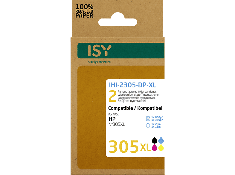 ISY IHI-2305-DP-XL Ink cartridge Mehrfarbig (Doppelpack 2 HP Nr. 305XL ...