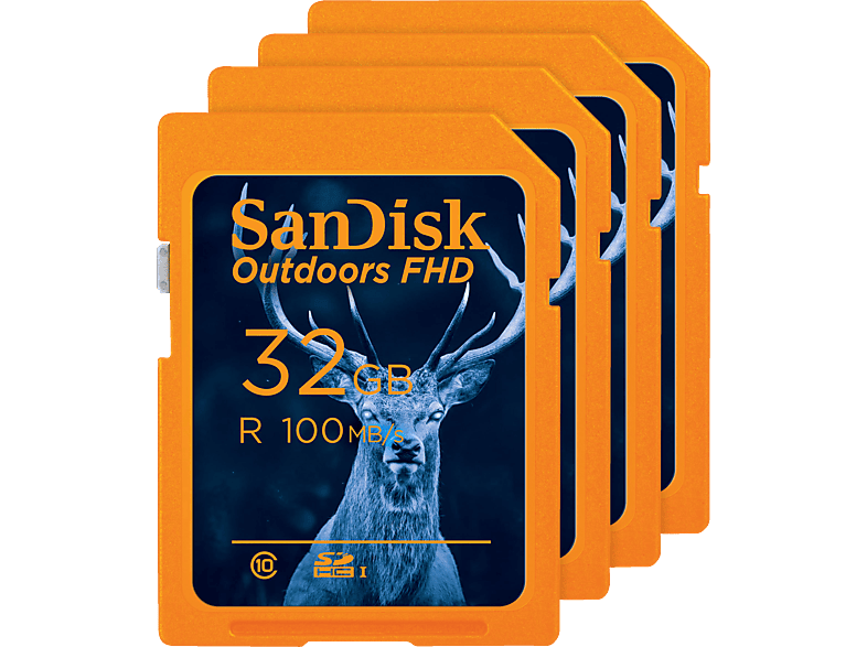 SANDISK Outdoors FHD 4er Pack, SDHC SD-UHS-I-Karte, 32 GB, 100 MB/s ...
