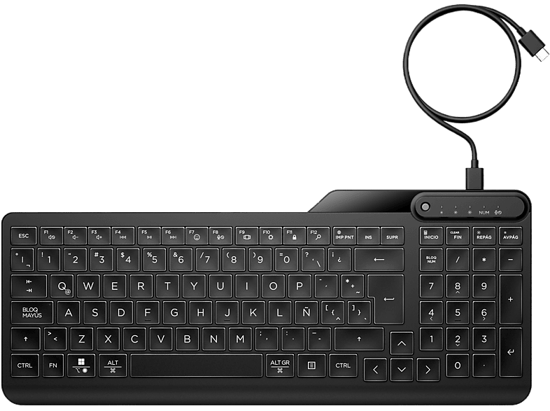 HP 400 Backlit Bedraad Toetsenbord Zwart | MediaMarkt