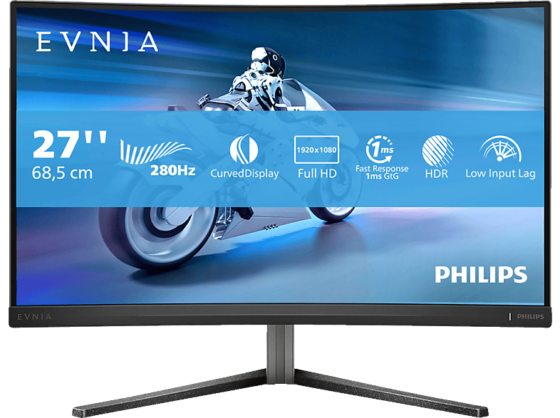 PHILIPS 27M2C5200W 27 Zoll Curved Gaming Monitor, Full-HD, 0,3 ms Reaktionszeit, 300 cd/m², 280 ...