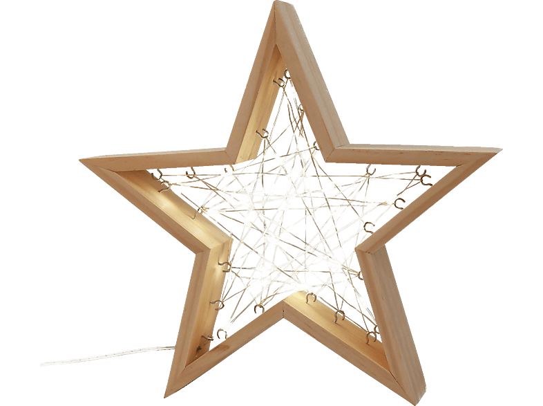FHS LED Holzstern mit 40 warmweißen Kupferdraht-LED ...