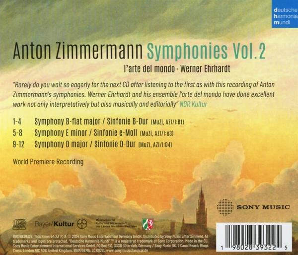 Werner Ehrhardt L'arte Del Mondo | Anton Zimmermann: Symphonies Vol. 2 ...