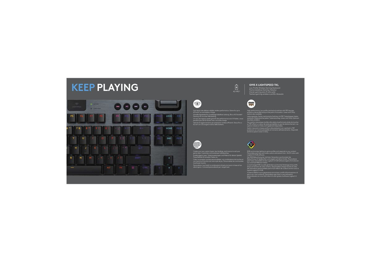 LOGITECH G G915 X Lightspeed Kablosuz Oyuncu Klavyesi (US Layout ...