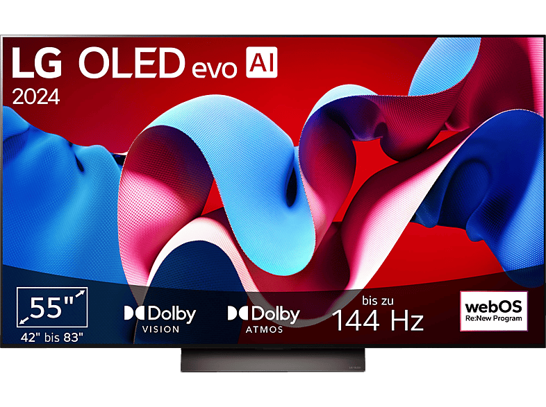 LG OLED55C43LA OLED evo TV (Flat, 55 Zoll / 139 cm, OLED 4K, SMART TV), OLED evo TV, Schwarz ...
