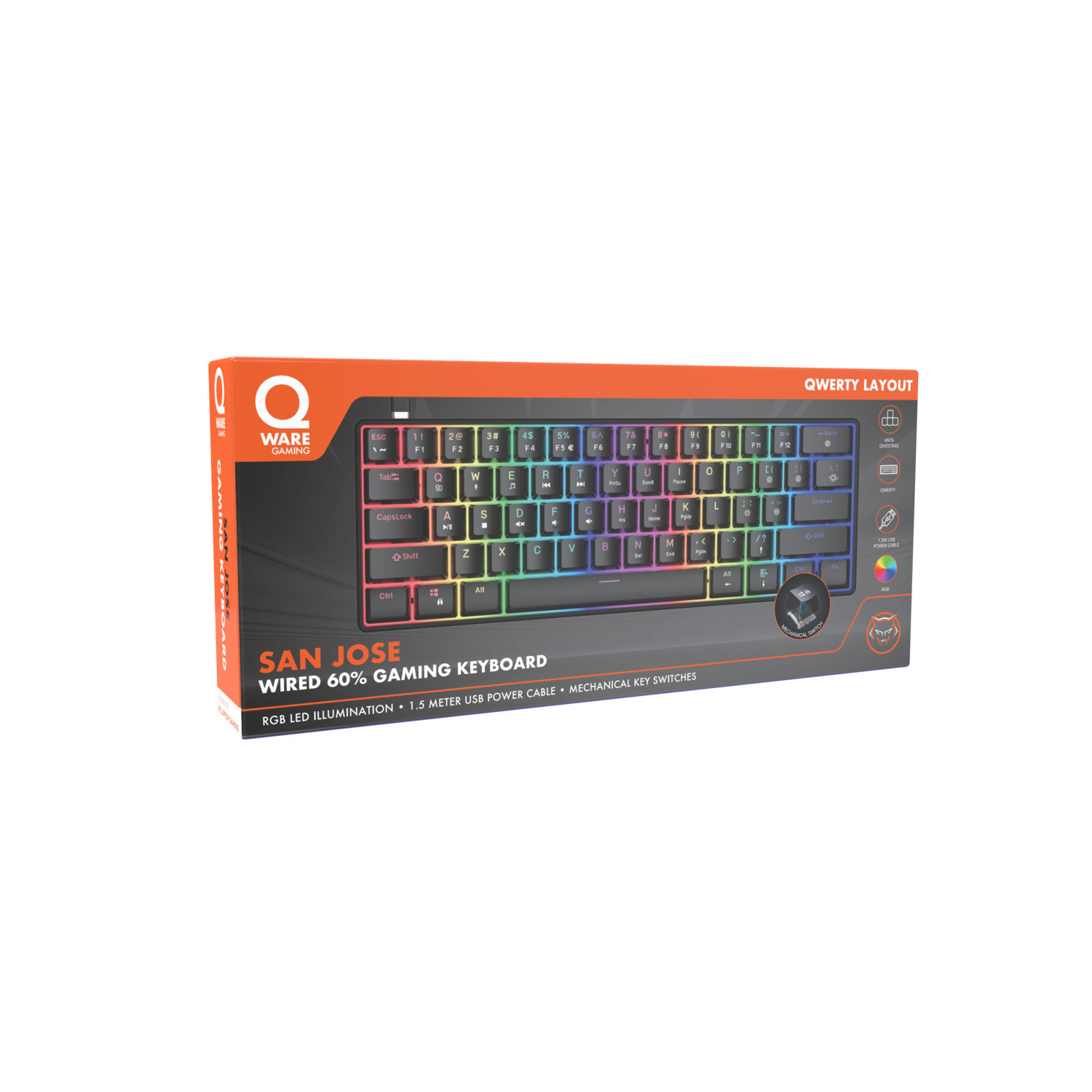 QWARE San Jose 60% Bedraad Gamingtoetsenbord Zwart kopen? | MediaMarkt