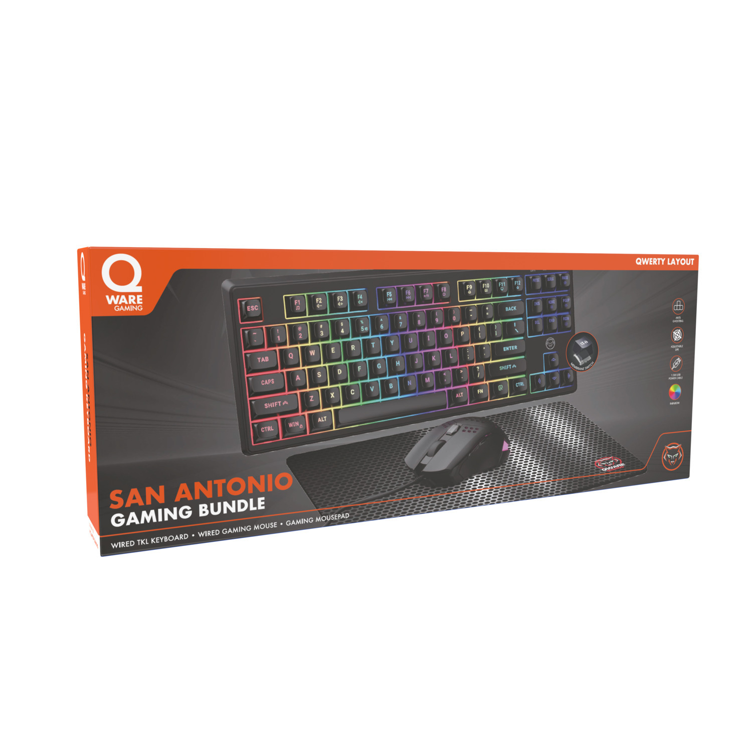 QWARE San Antonio Bedraad Gamingtoetsenbord en -Muis Bundel Zwart kopen ...
