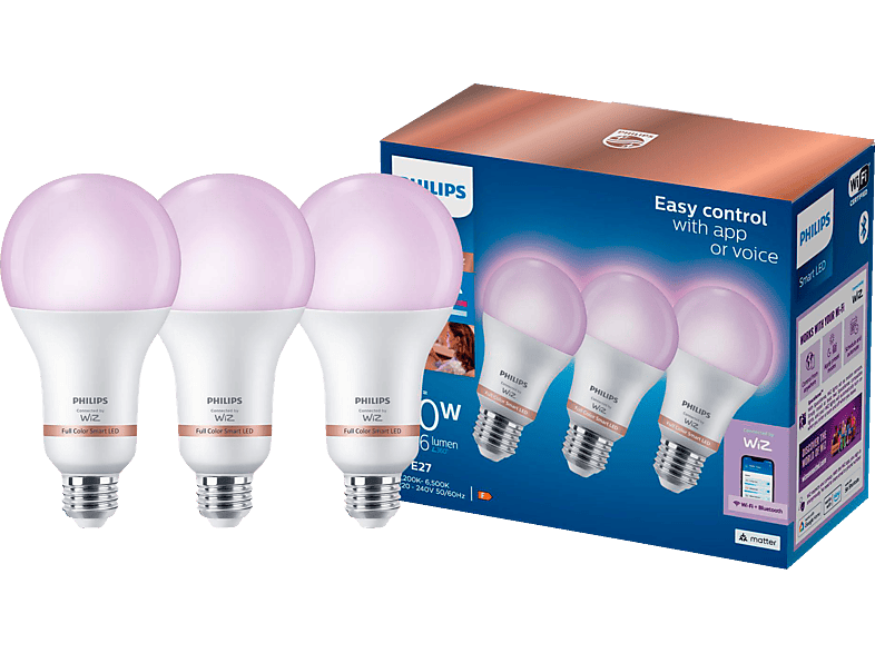 PHILIPS A60 E27 Tunable 60W Dreierpack LED Lampe Weiß und RGB | MediaMarkt