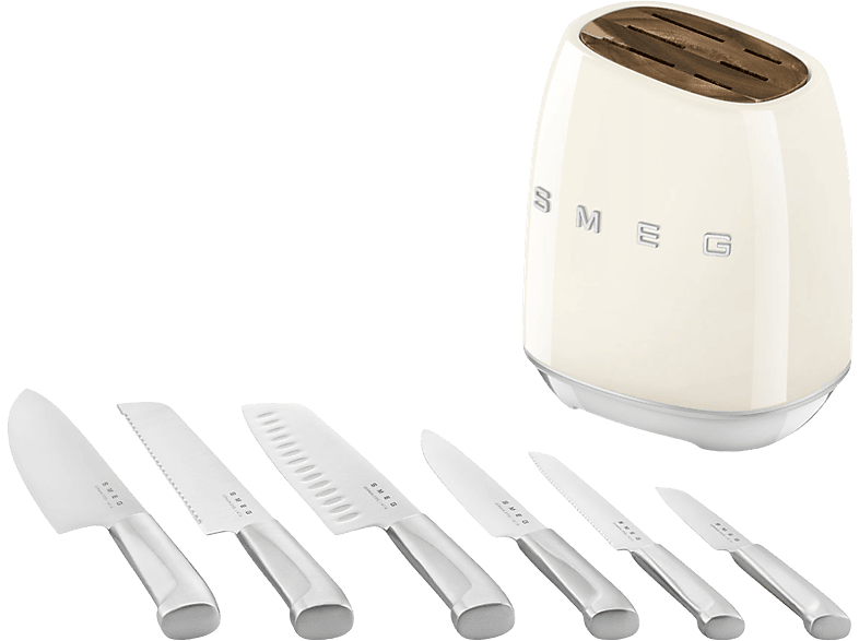 SMEG KBSF 02CR 50' Style Messerblock, 7-tlg. Creme | MediaMarkt