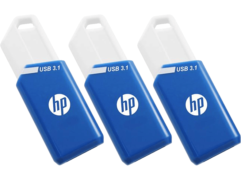 HP 128 GB x775w USB-Stick, USB-A 3.1, R75/W30 MB/s, 3er Pack, Blau/Weiß ...