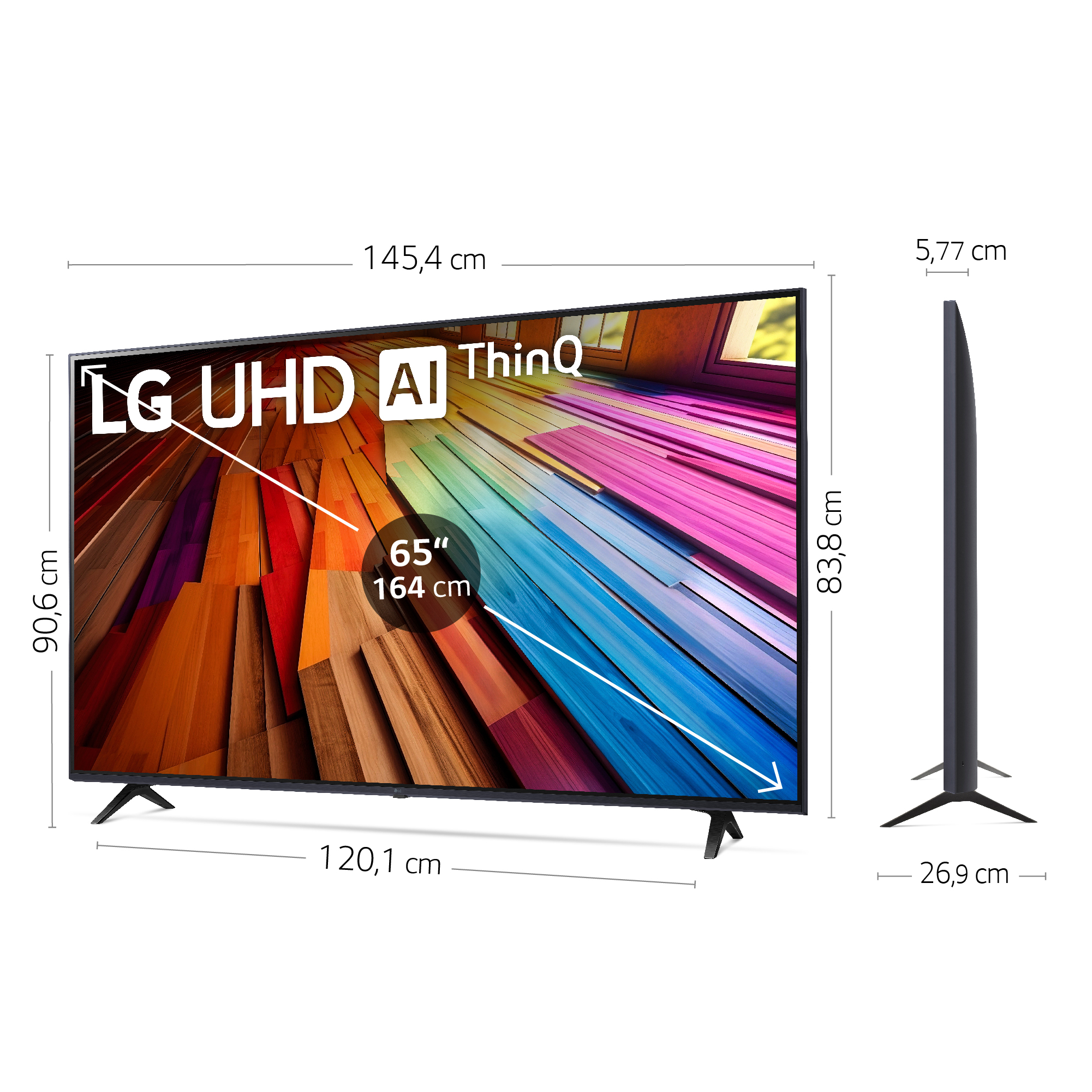 TV LED 65" | LG 65UT80006LA, UHD 4K, Procesador Inteligente 4K α5 Gen7 ...