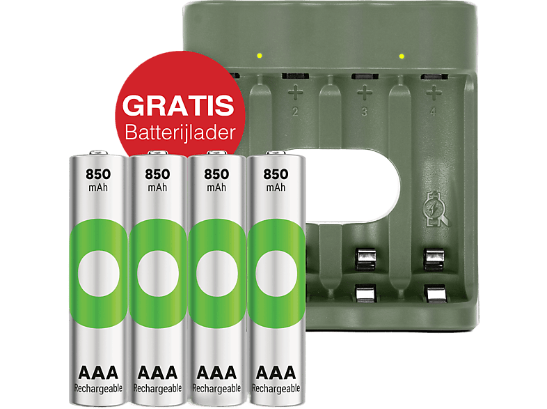 GP BATTERIES Free Charger B441 + Batterijen 850mAh AAA 4 stuks (GPB441 ...