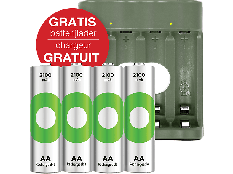 GP BATTERIES Chargeur B441+ Piles 2100mAh AA 4 pièces (GPB441/AAA ...