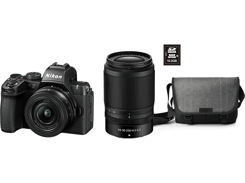 NIKON Z50II spiegellose Systemkamera mit Z DX 16-50mm VR und Z DX 50-250mm VR Objektiv, Tasche ...