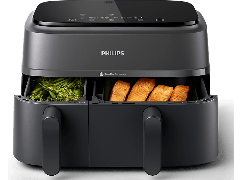 PHILIPS NA350/00 Heißluftfritteuse mit zwei Körben 9 l, 2750 Watt ...