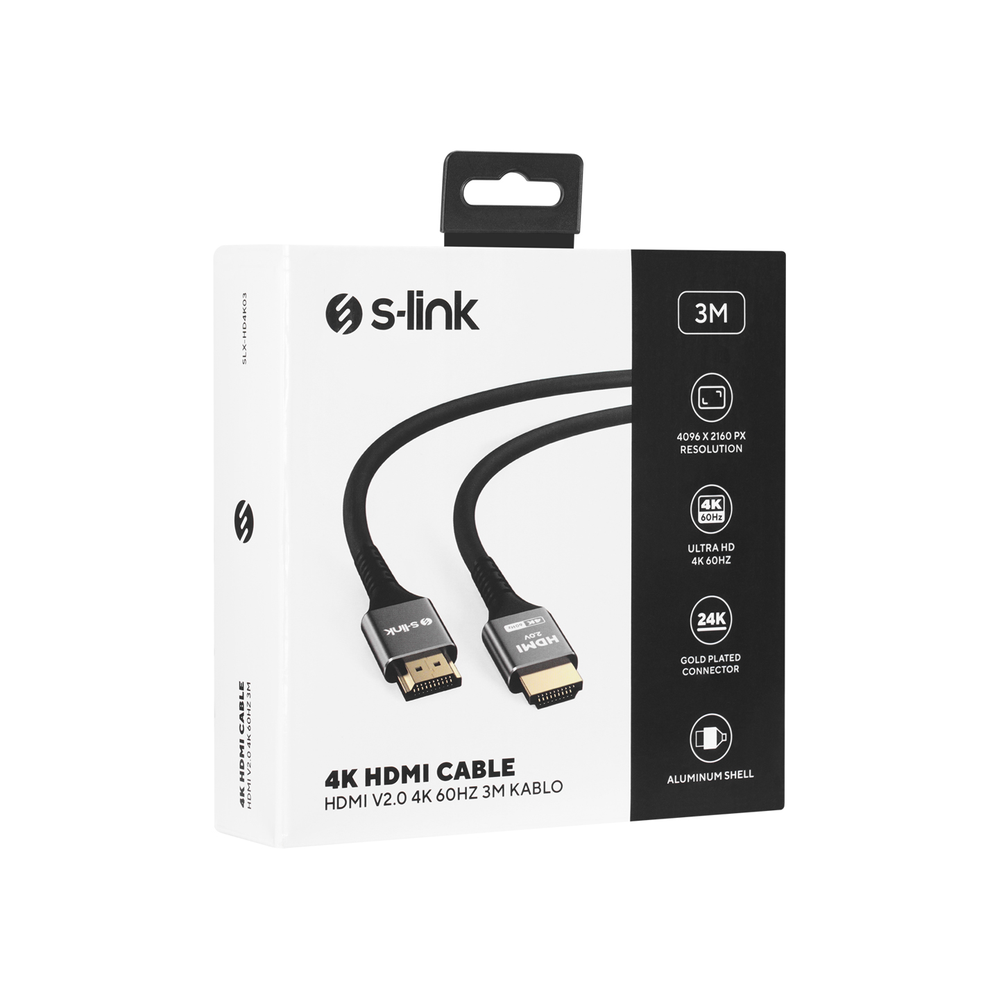 S-LINK SLX-HD4K03 19+1 HDMI to HDMI 3m Metal v2.0 4K (4096x2160) 60Hz ...