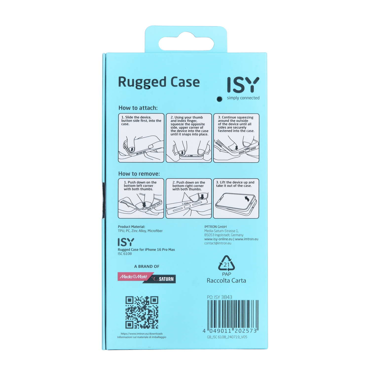 ISY Cover ISC 6108 Rugged iPhone 16 Pro Max Zwart (2V210621)
