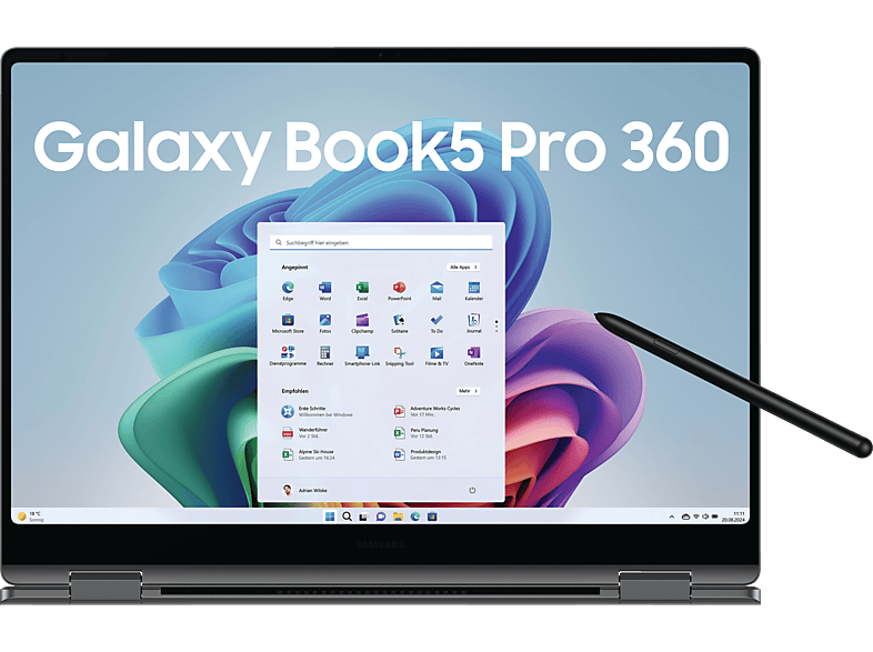 SAMSUNG Galaxy Book5 Pro 360 Copilot PC Convertible mit 16 Zoll Display Touchscreen Intel Core Ultra 5 226 V Prozessor 16 GB RAM 512 GB SSD Intel Arc GPU Moonstone Gray Windows 11 Home 64 Bit Converti...