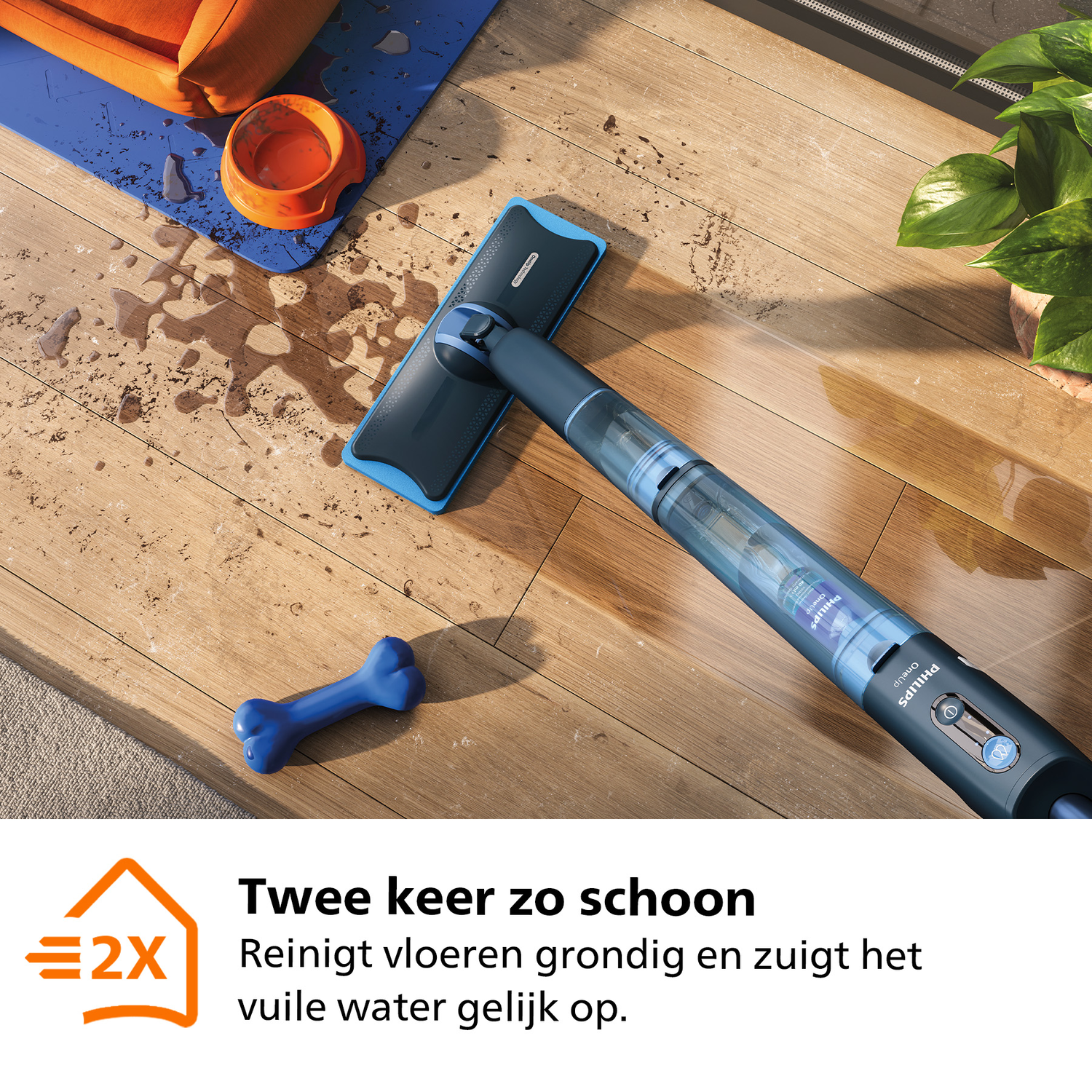 PHILIPS OneUp XV5113/01 Elektrische dweil Blauw kopen? | MediaMarkt