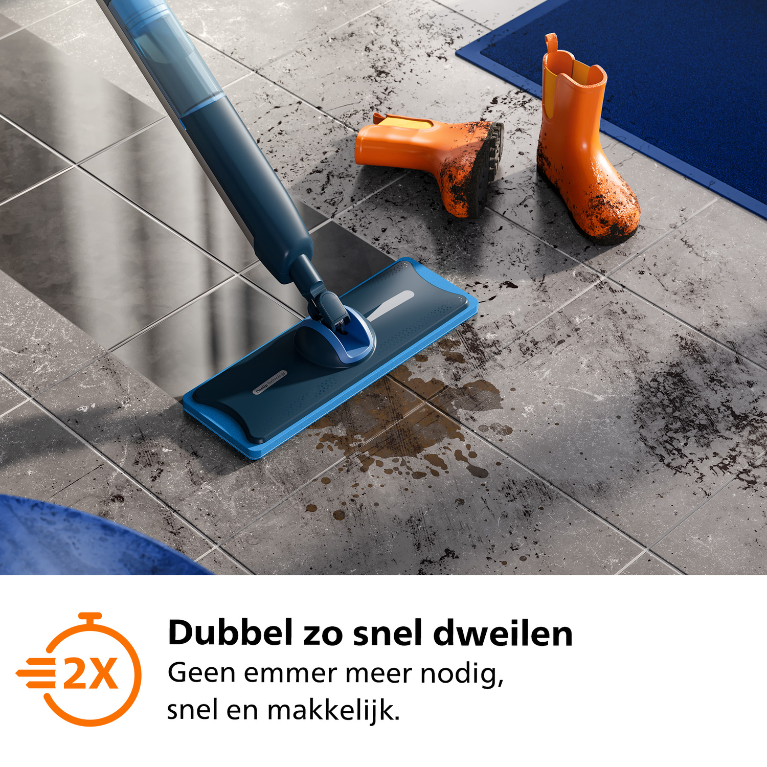 PHILIPS OneUp XV5113/01 Elektrische dweil Blauw kopen? | MediaMarkt