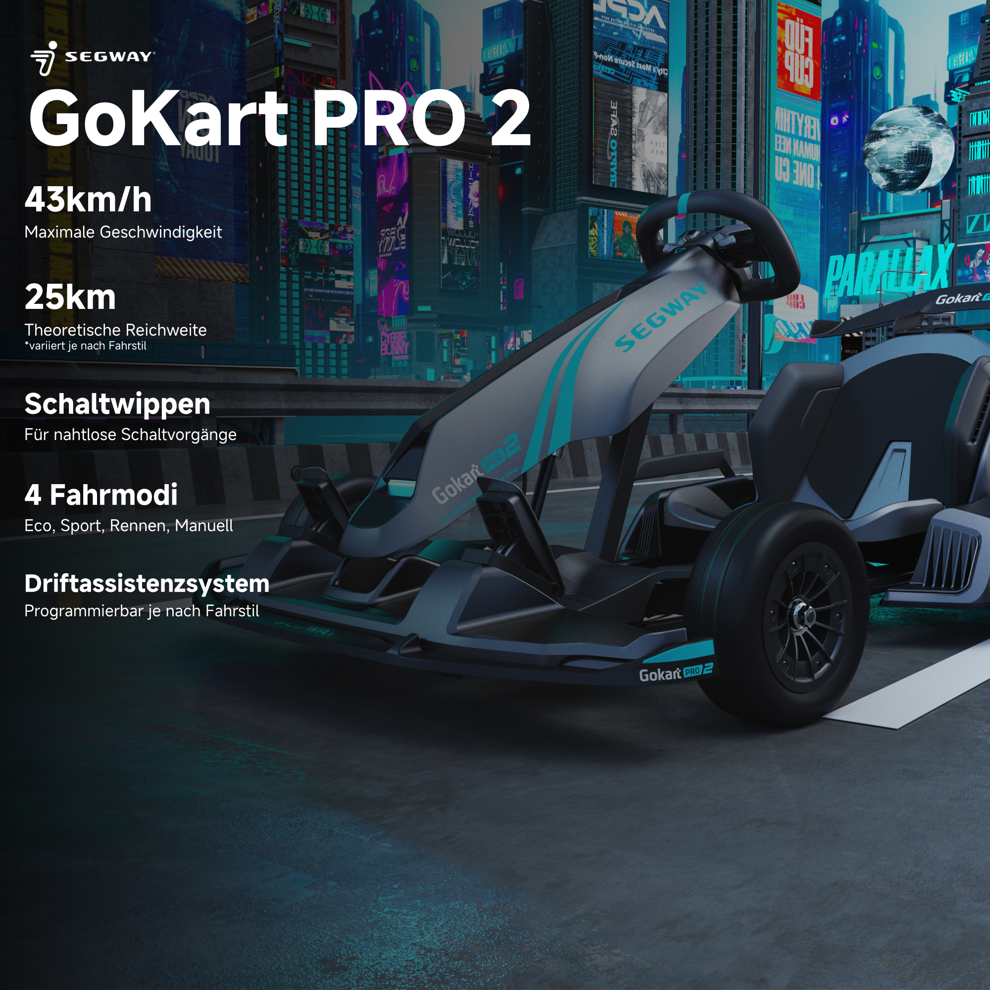 NINEBOT GoKart PRO 2 by Segway E-Board (3 Zoll, Grau) | SATURN