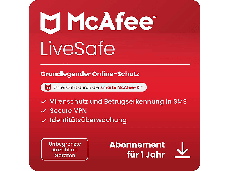 McAfee LiveSafe Attach für alle Geräte in einem Haushalt, 1 Jahr ...