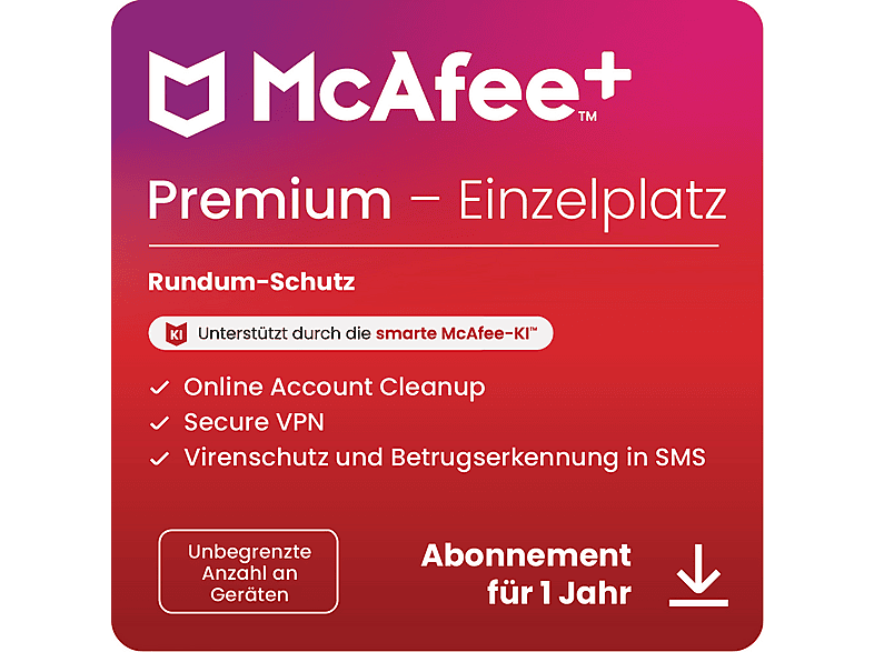 McAfee+ Premium Einzelperson, Antivirus und Internet ...