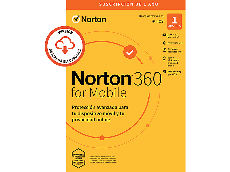 Norton LifeLock 360 for Mobile, 1 dispositivo (Código de descarga ...