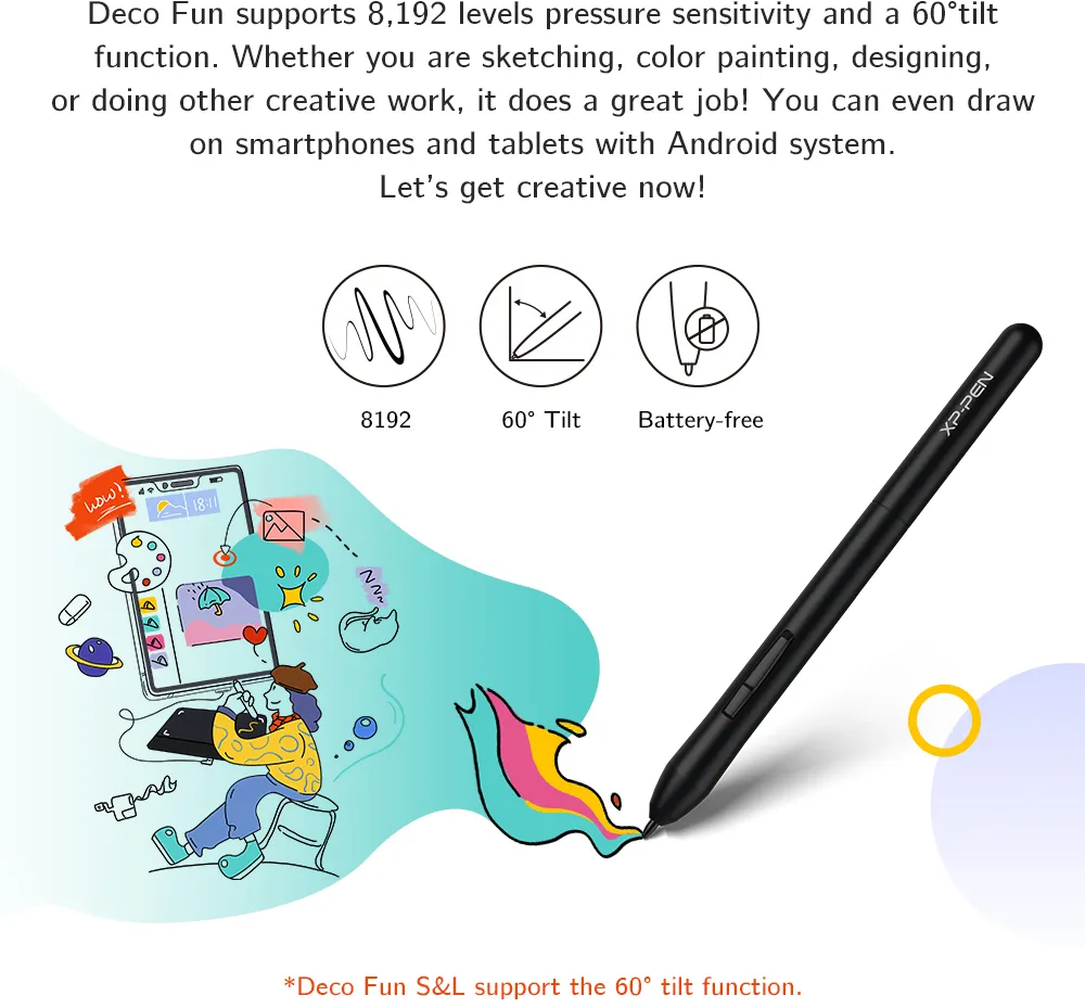 XP-PEN Deco Fun L CT1060 digitalizáló tábla, 10" x 6,27", USB, fekete ...