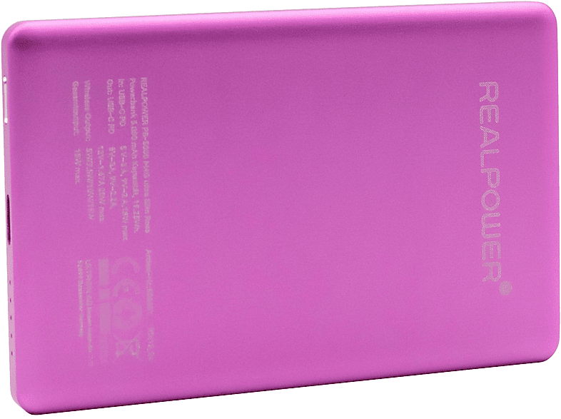 REALPOWER PB-5000 MAG Ultra Slim Powerbank 5000 mAh Schwarz/Rosa | SATURN