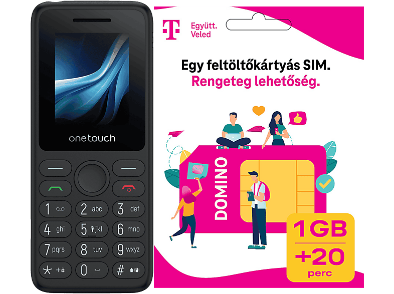 TCL 5041 DualSIM Fekete Kártyafüggetlen Mobiltelefon + Telekom Domino ...