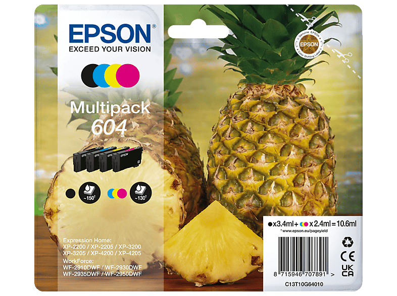 EPSON XP3200 XP4200 Multipack Ananas, 604, 4-farbig Tintenpatrone Gelb, magenta, cyan, schwarz ...