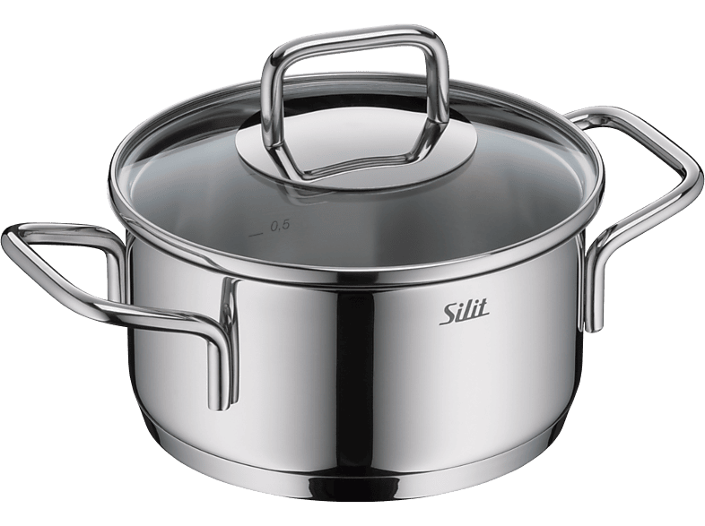 SILIT Extra Cook Bratentopf mit Deckel 16 cm (alle Herdarten, Silber, 18/10 Crominox Edelstahl ...