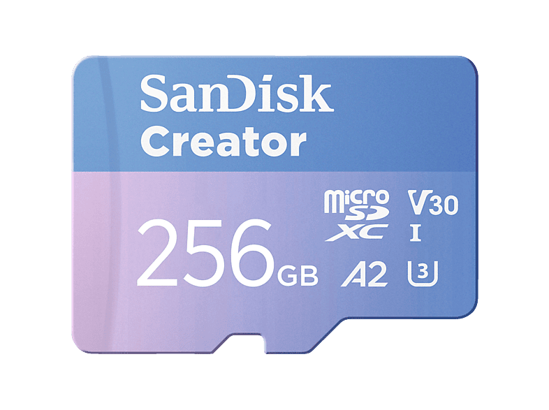 SANDISK Creator Adapter mit microSD™ UHS-I-Karte, Micro-SDXC Speicherkarte, 256 GB, 190 MB/s ...