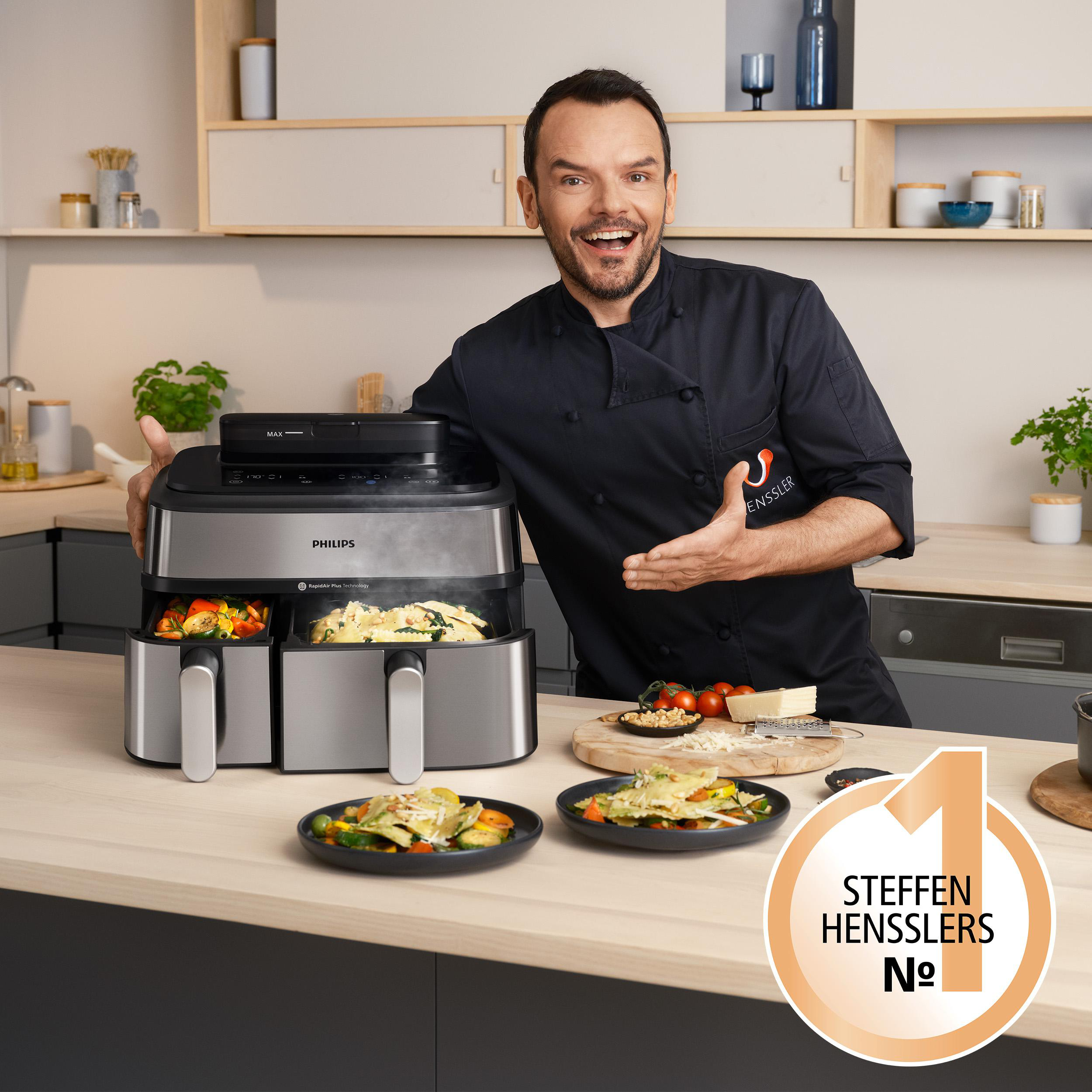 PHILIPS NA555/00 Steam Airfryer 5000 Series Dual Basket 9L Kapazität ...