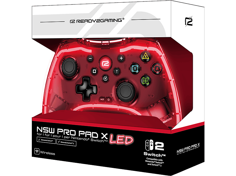 READY2GAMING Pro Pad X | LED Wireless Controller Transparent/Rot für ...