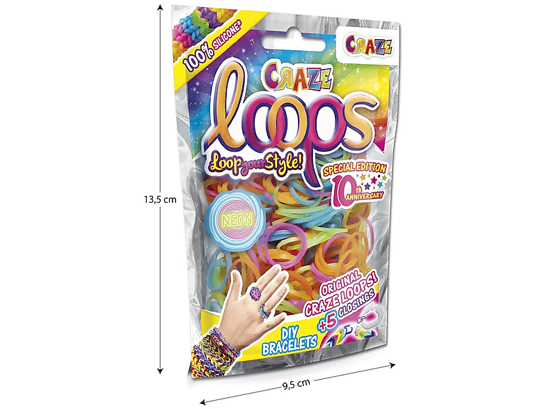 CRAZE LOOPS Gummi karkötő készítő szett | 100 db-os csomag (CR59487 ...